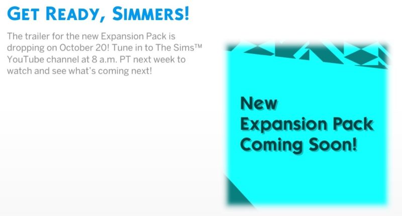 Next Sims 4 Expansion Pack's Trailer Coming October 20th! - The Sim ...