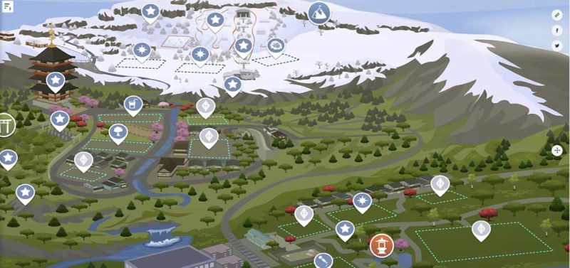The Sims 4 Snowy Escape Interactive Map - The Sim Architect